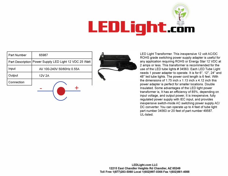 Power Supply 12 VDC 25 Watt - Low Voltage Led Lights - LEDLight