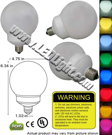 4 Watt LED Light Bulb E26/E27 120VAC - Household LED Lights - LEDLight