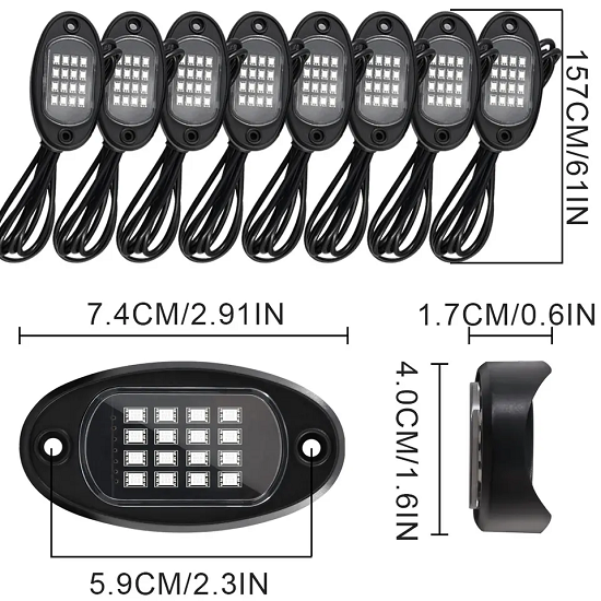 LED Rock Lights 8 Pods Bluetooth App Controlled 12 Volt DC - Automotive ...